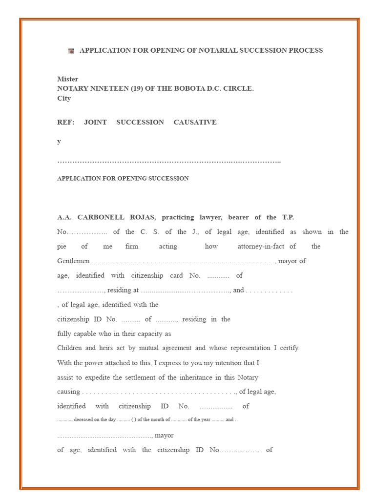 Notarial Succession Application Form | PDF | Legal Documents | Common Law
