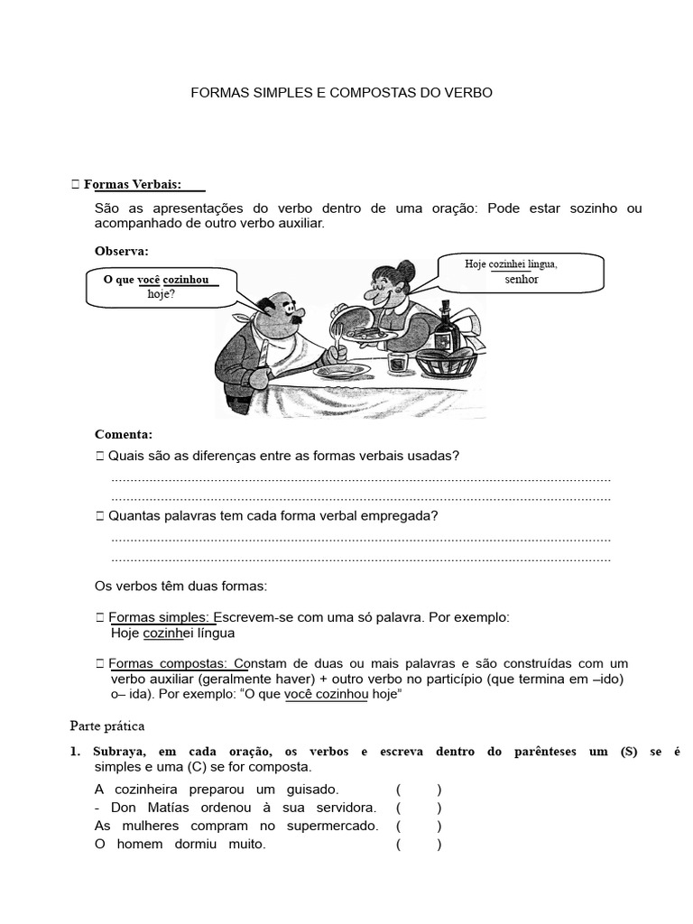 Formas Verbais: Simples e Compostas | PDF | Assunto (gramática ...