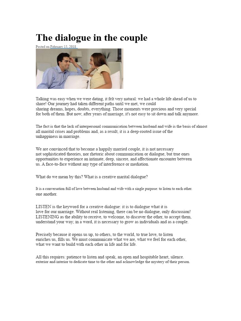 Creative Dialogue for Couples' Communication | PDF | Love | Nonverbal ...
