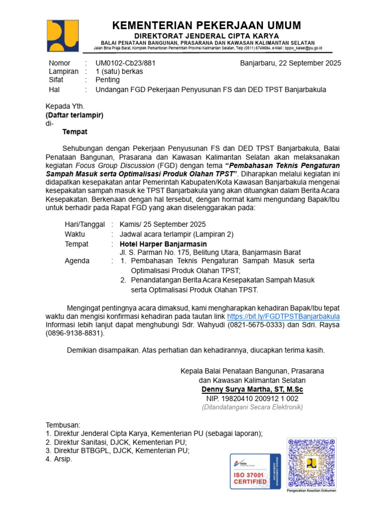 Ad66733dbdf7_Peserta_Surat FGD Penyusunan FS Dan DED TPST Banjarbakula ...