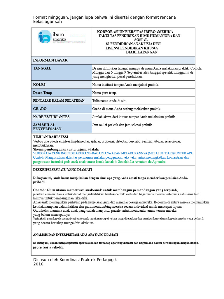 Contoh Buku Harian Lapangan | PDF