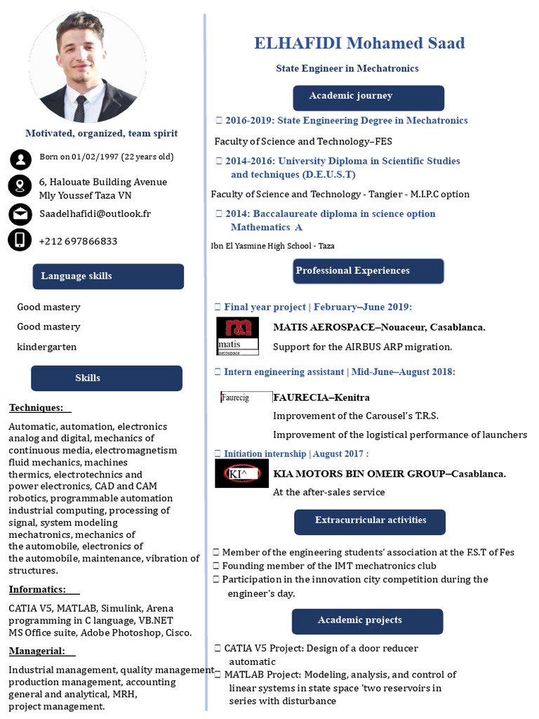 State Engineer CV | PDF | Mechatronics | Engineering