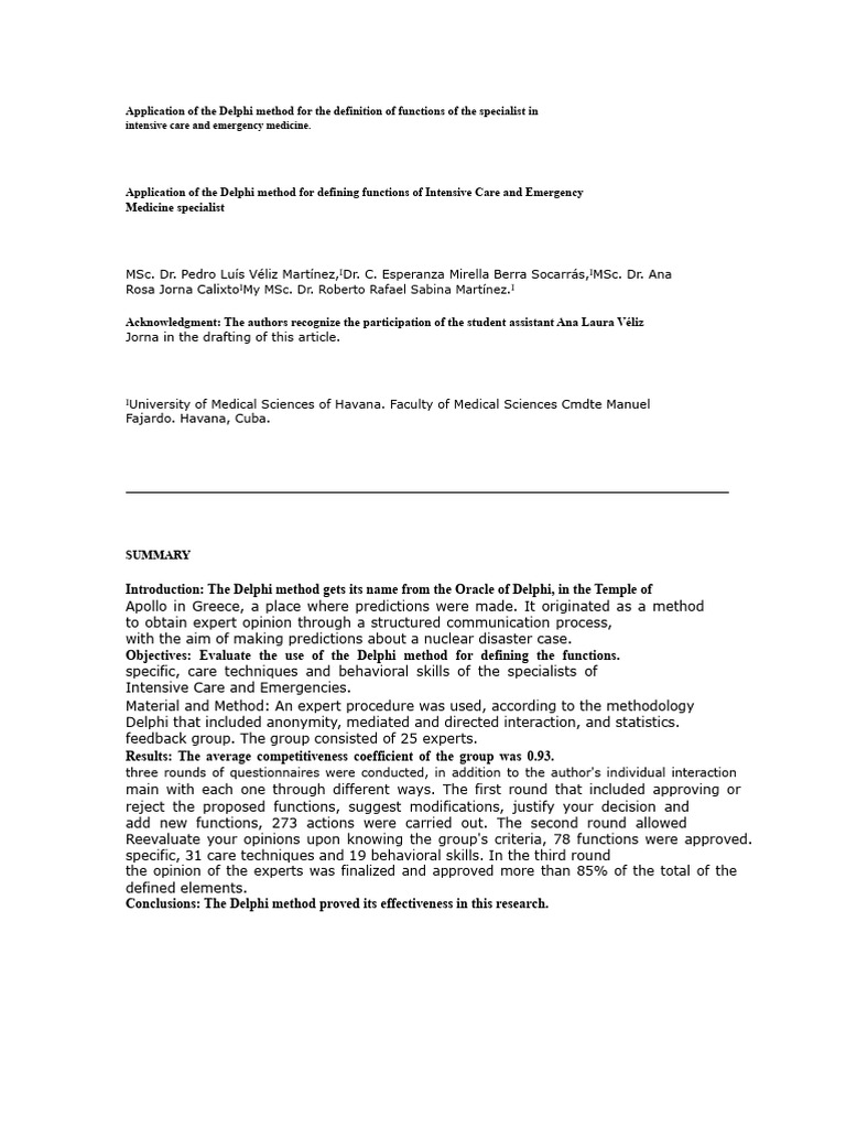Cie132d (Example of Delphi Method) | PDF | Expert | Methodology