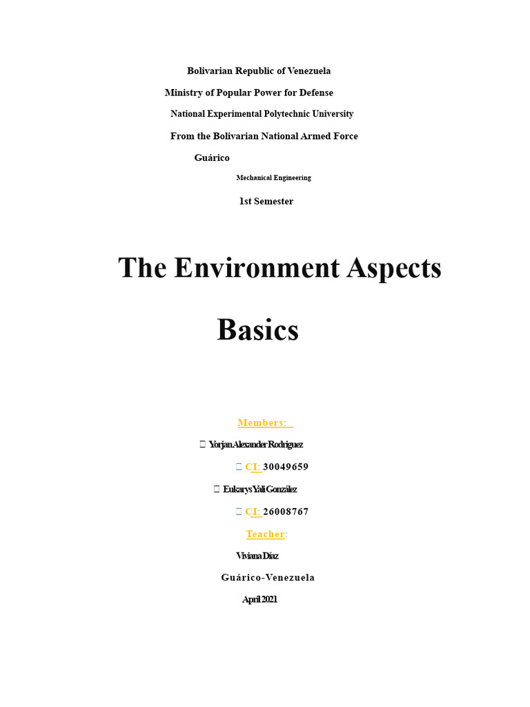 The Environment Basic Aspects Such As Ecosystem Unefa | PDF | Natural ...