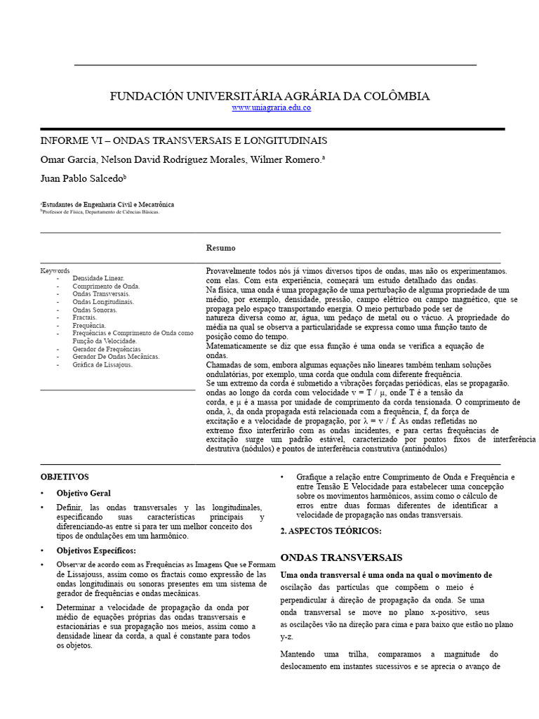 Características de Ondas Transversais e Longitudinais | PDF | Ondas | Som