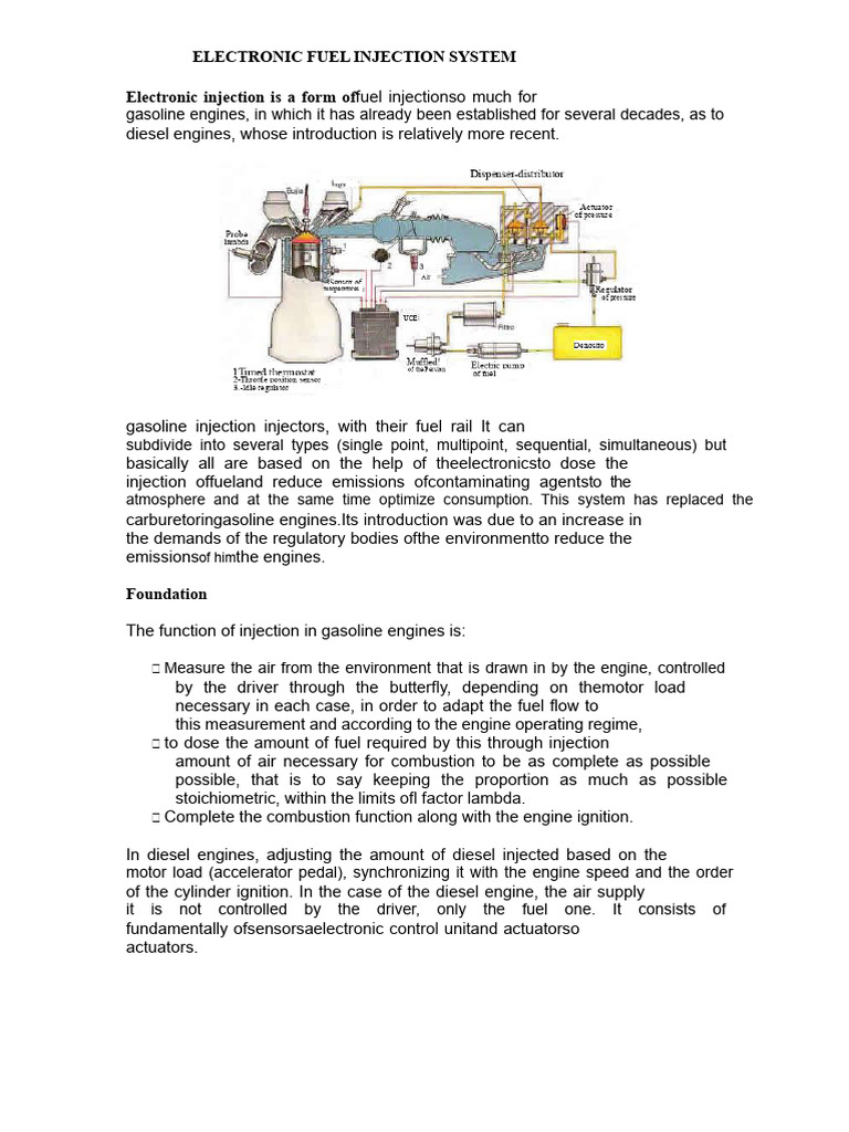 Electronic Fuel Injection System | PDF | Fuel Injection | Diesel Engine