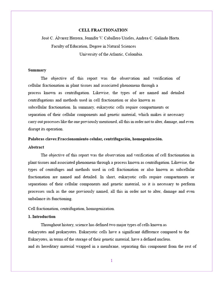 Cellular Fractionation | PDF | Centrifugation | Cell (Biology)