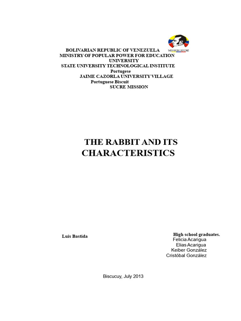 General Characteristics of The Rabbit | PDF | Rabbit | Hare
