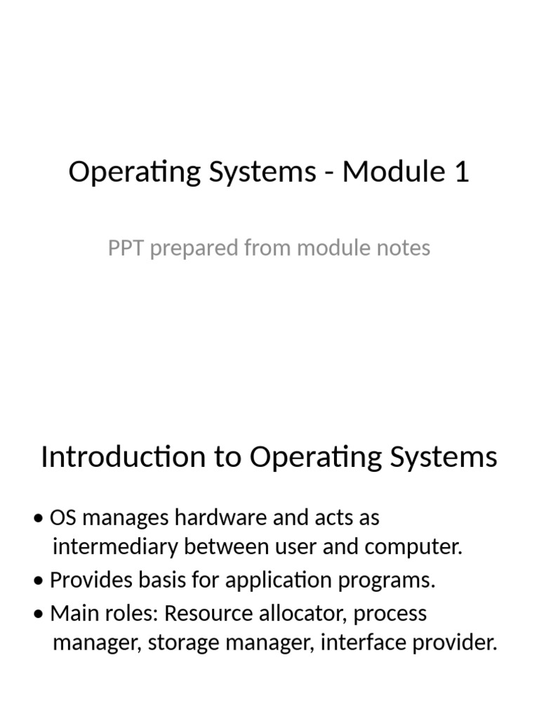 Introduction to Operating Systems Overview | PDF | Operating System ...