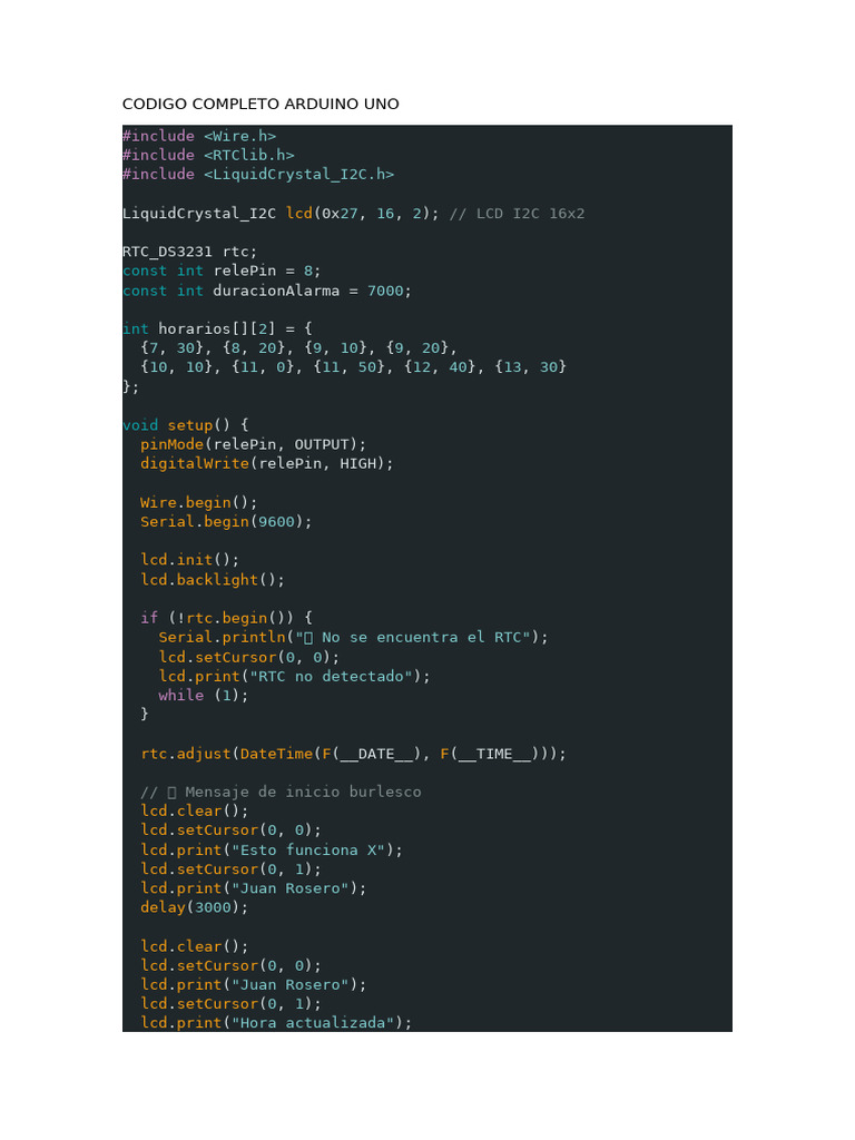 Codigo Completo Arduino Uno | PDF