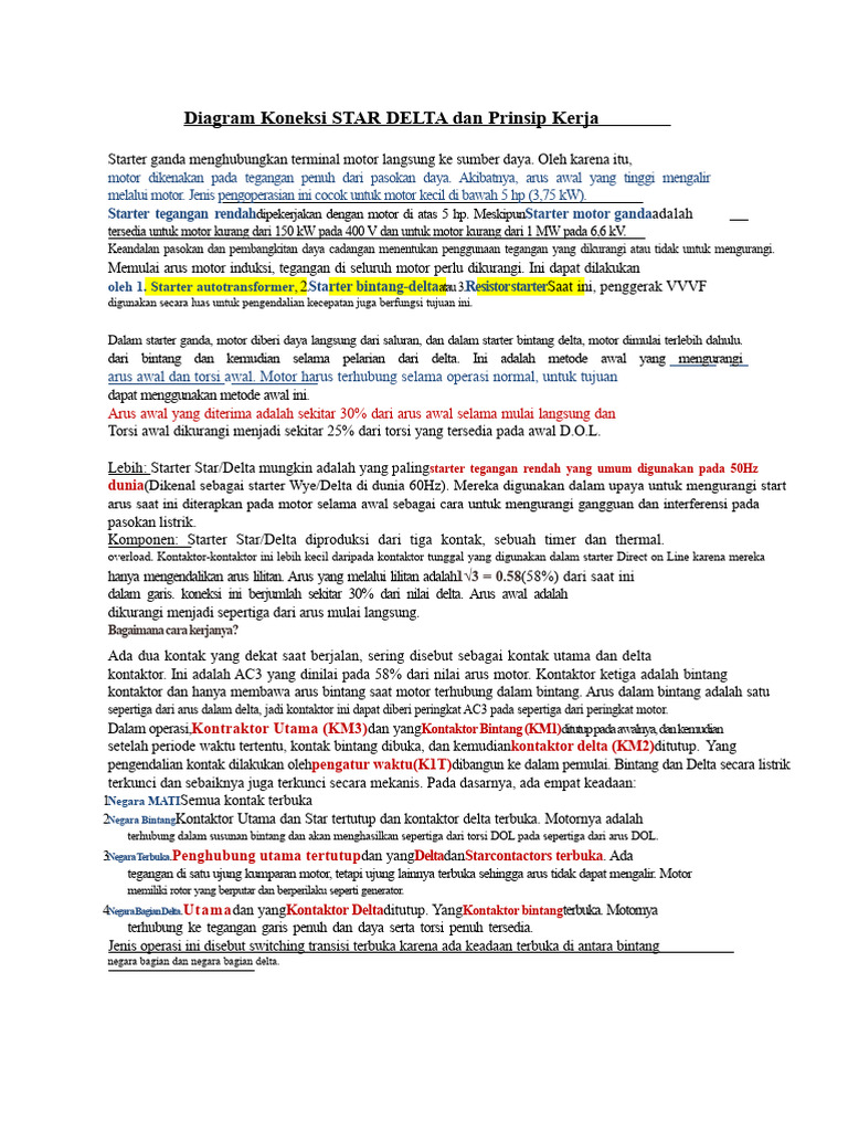 Diagram dan Prinsip Starter Star Delta | PDF