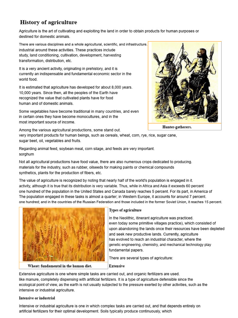 Evolution of Agriculture Through History | PDF | Agriculture | Neolithic