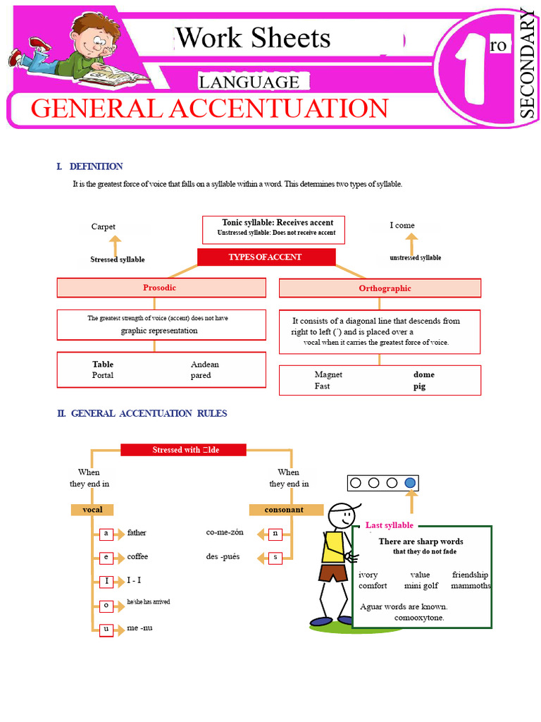 General Accentuation For First Grade of Secondary School | PDF | Stress ...