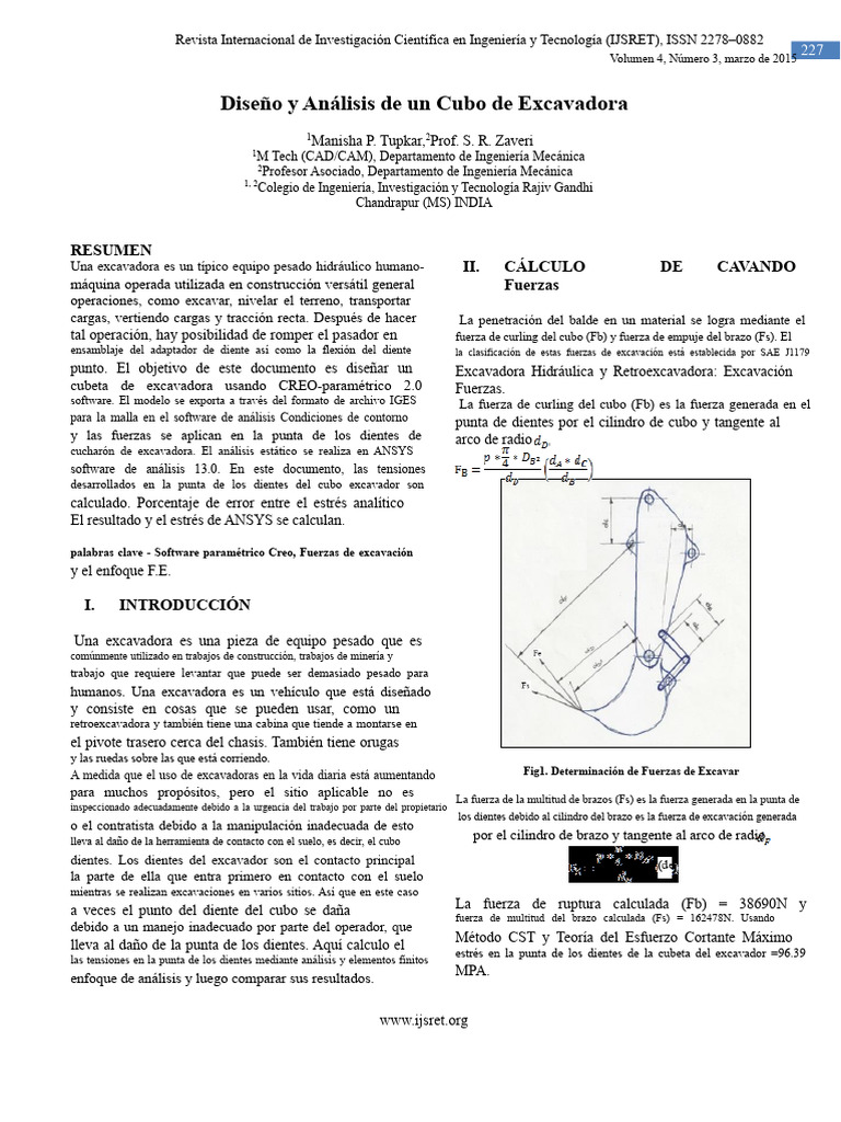 Diseño y Análisis de Un Cubo de Excavadora | PDF | Estrés (Mecánica ...