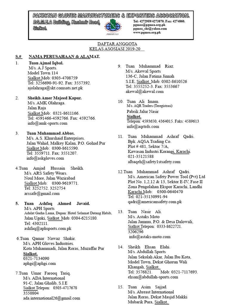 Daftar Anggota Kelas Asosiasi - 2019-20 | PDF