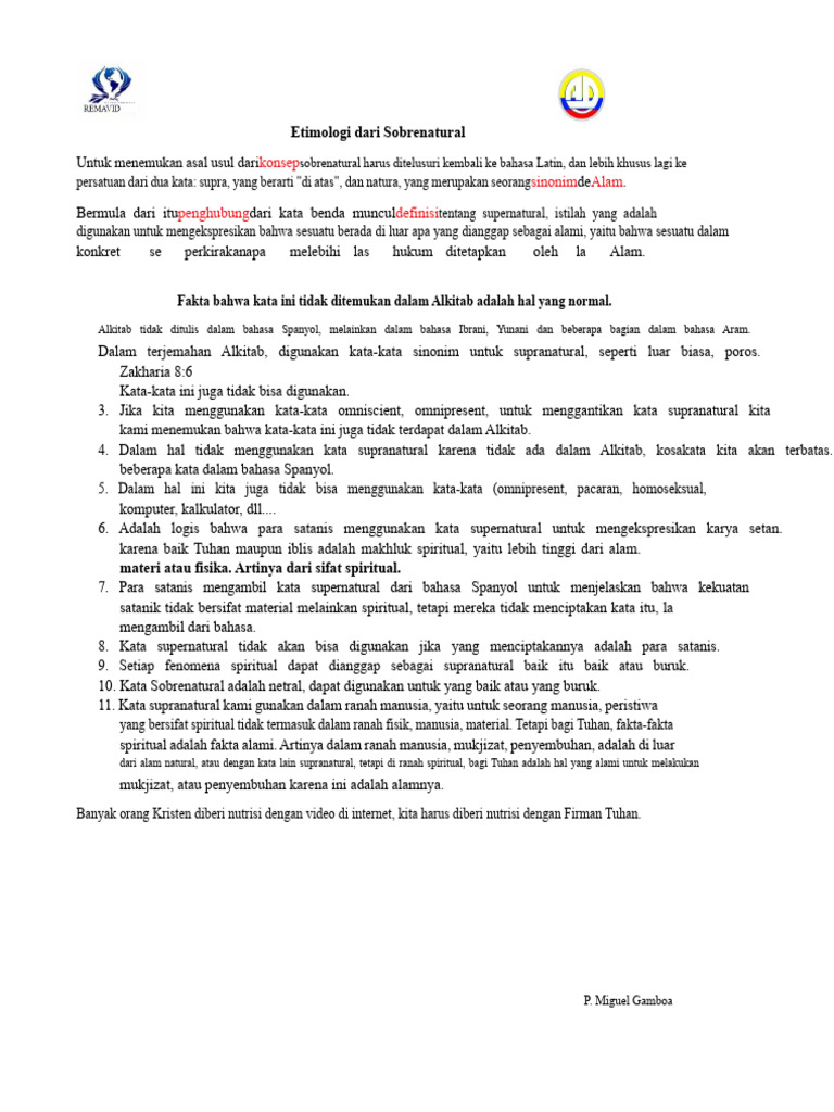 Etimologi Dari Sobrenatural | PDF