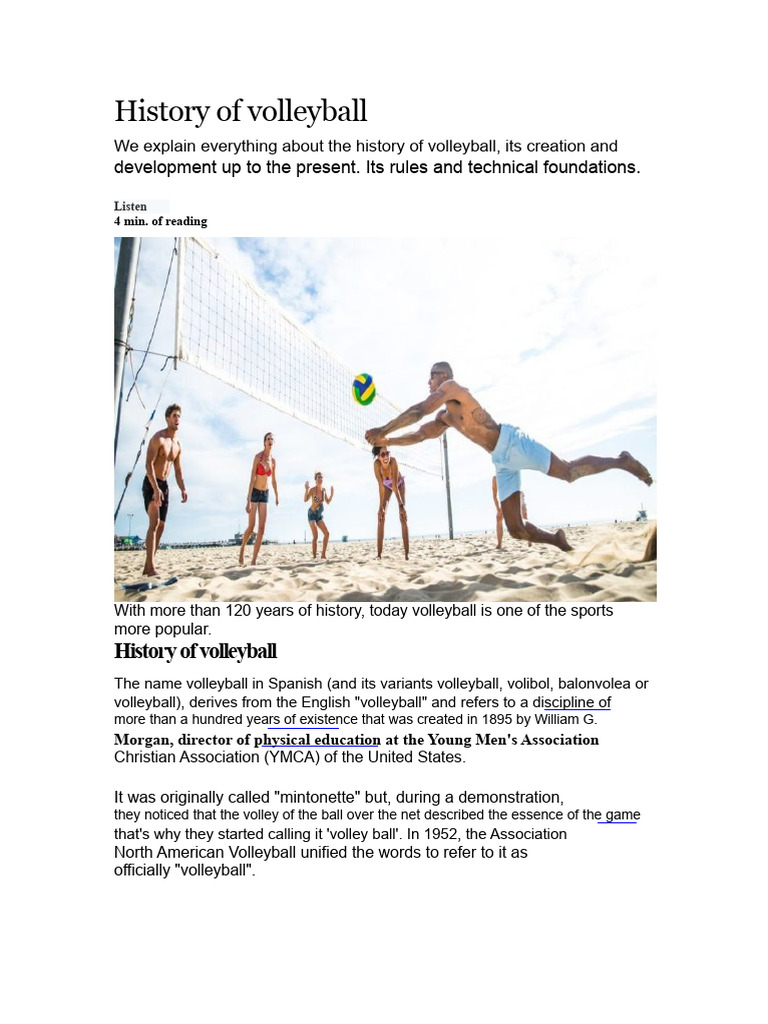 Origins and Evolution of Volleyball | PDF | Volleyball | Sports