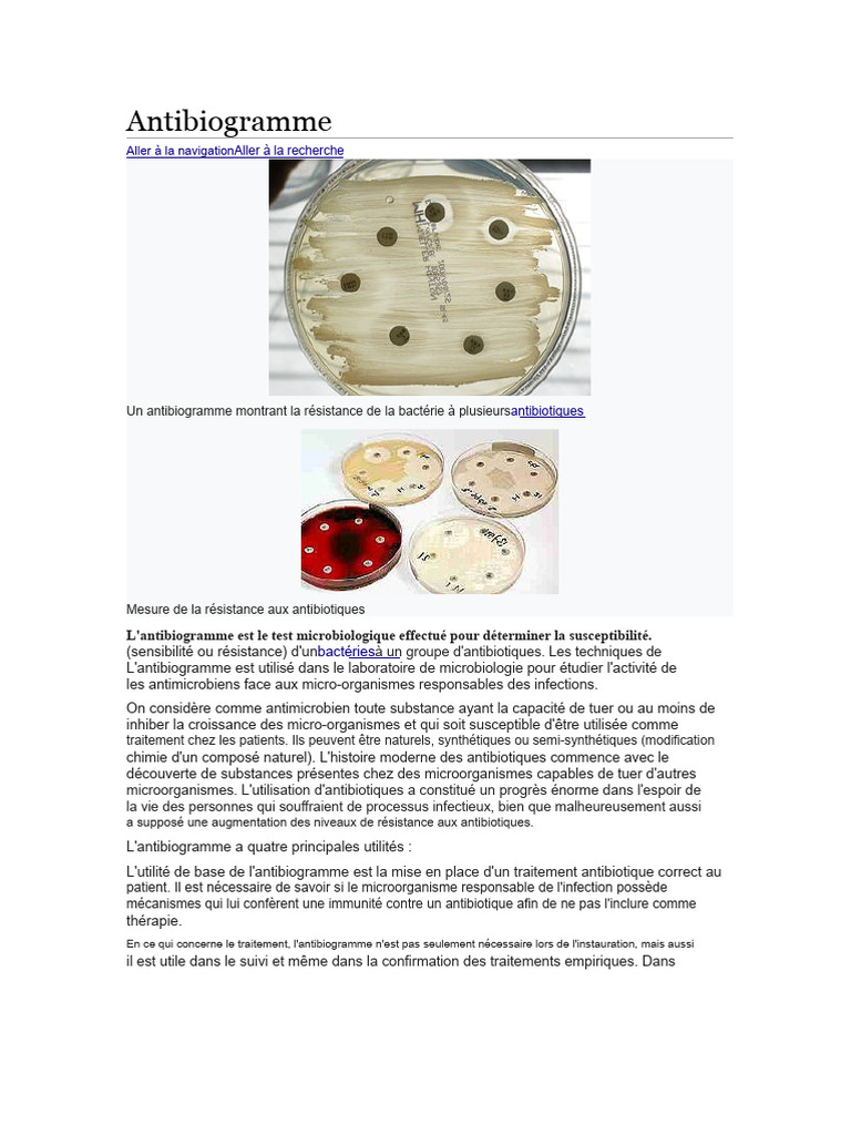 Antibiogramme : Mesure de résistance bactérienne | PDF | Résistance aux ...
