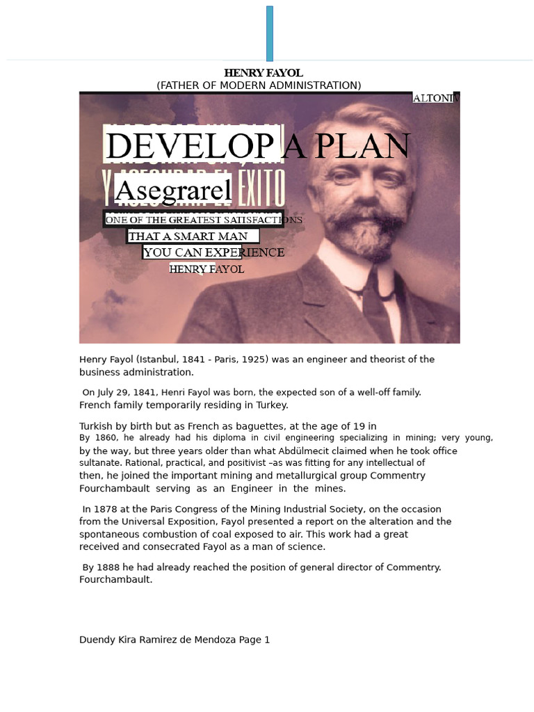 Henry Fayol Biography | PDF | Business