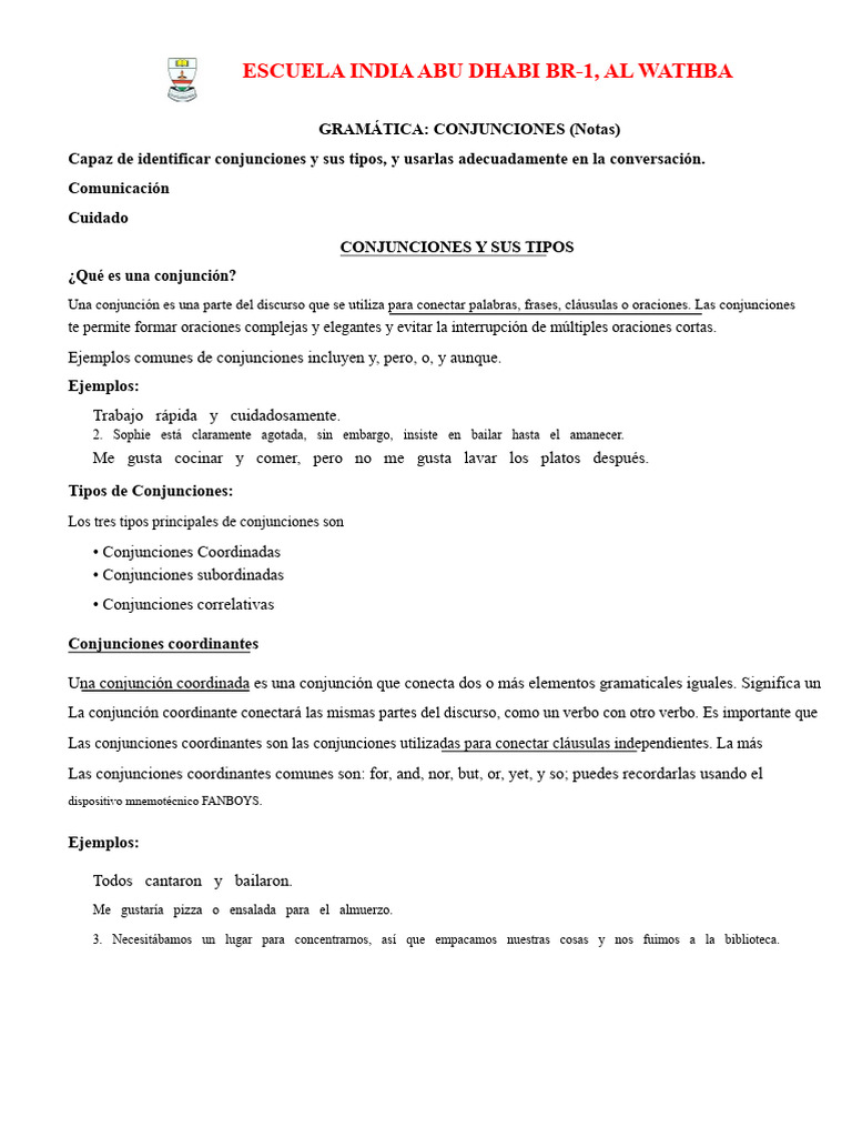 Conjunciones: Tipos y Ejemplos Esenciales | PDF | Oración (Lingüística ...