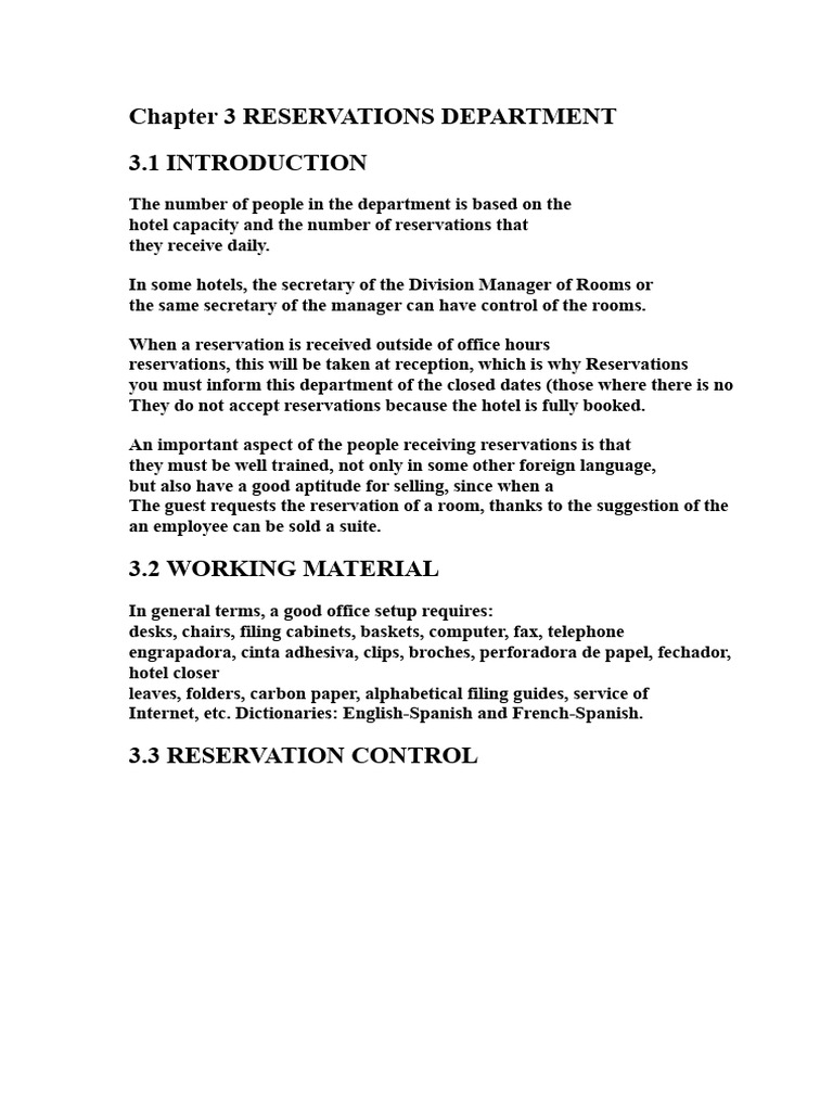 Chapter 3 Reservations Department | PDF | Discounts And Allowances ...