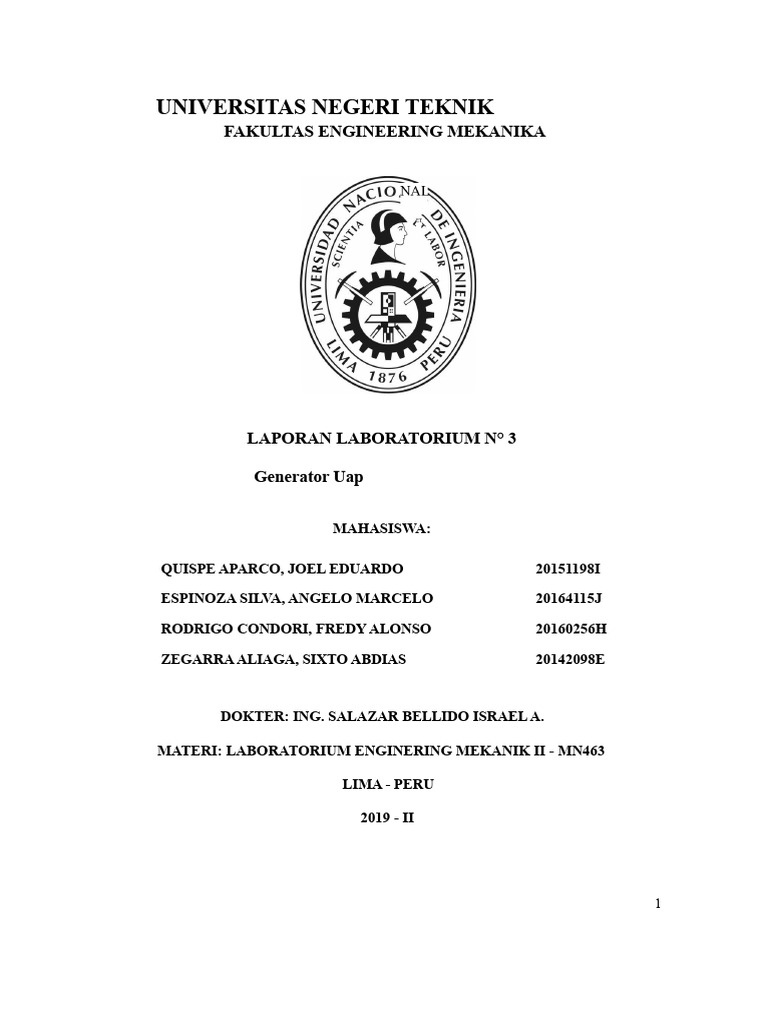 Laporan Praktikum Generator Uap Mekanika | PDF