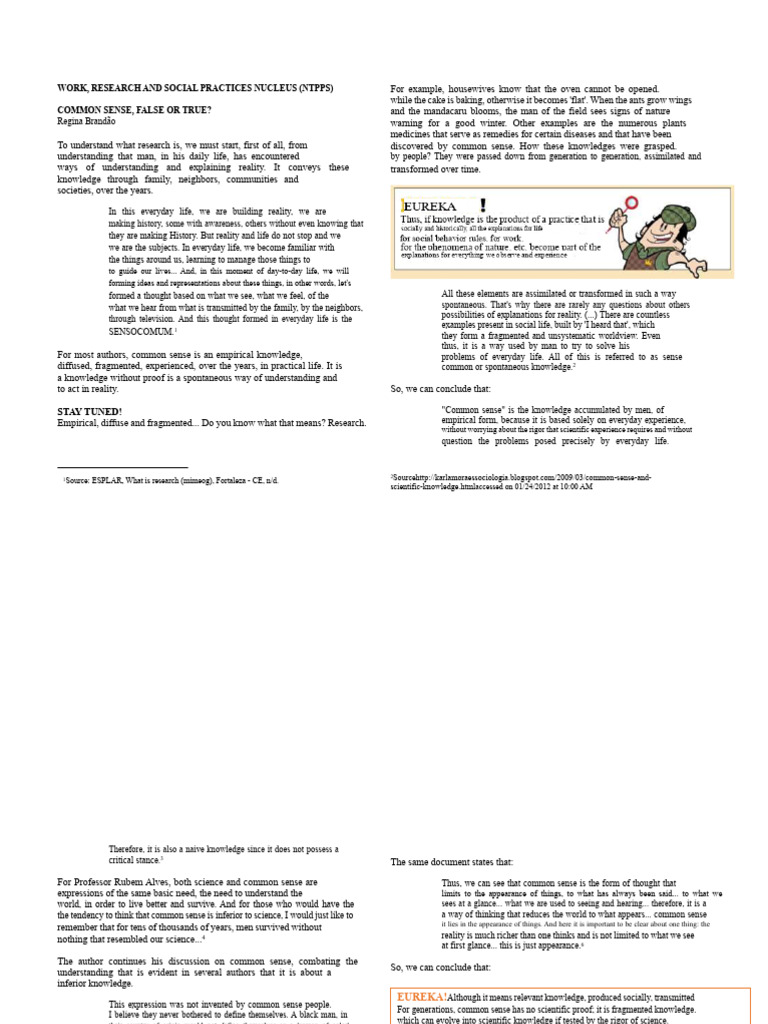 21 Activity - Common Sense Text | PDF | Knowledge | Science