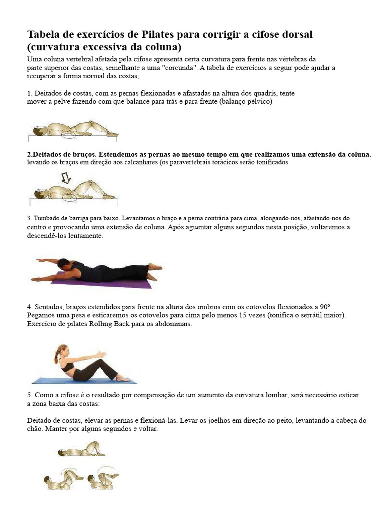 Exercícios de Pilates para Cifose Dorsal | PDF