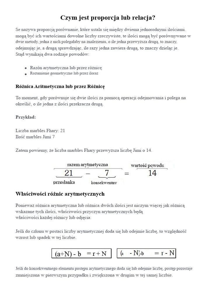 POWODY I PROPORCJE - Wzory I Ćwiczenia | PDF