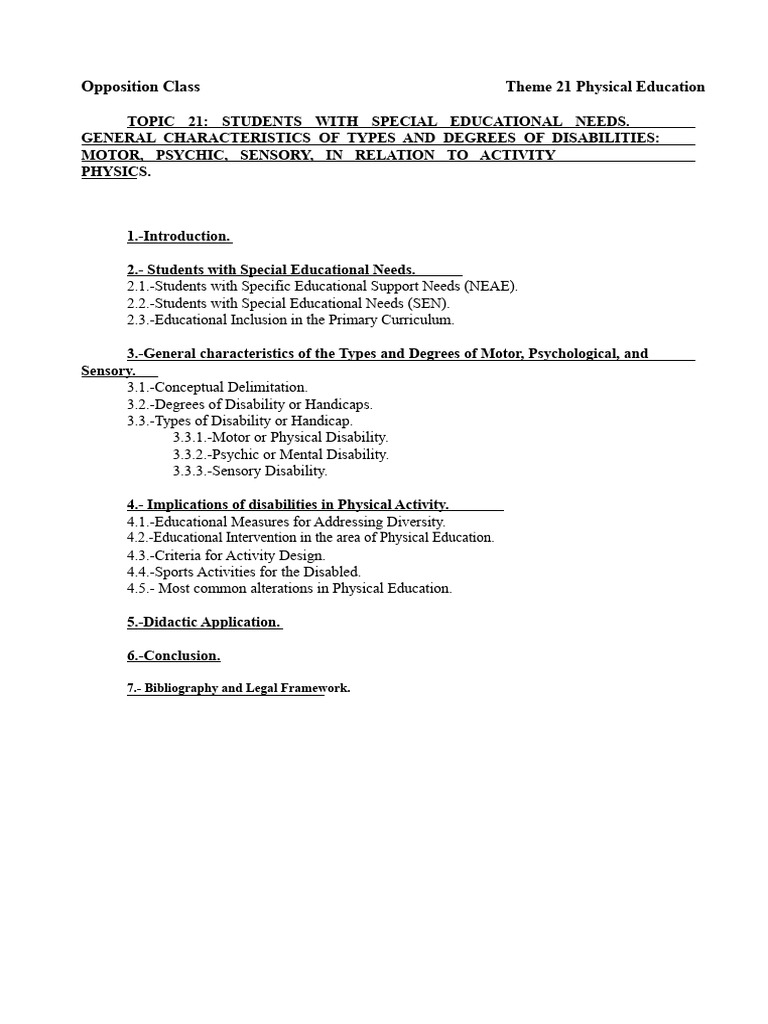 TOPIC 21 SEN. Disabilities | PDF | Intellectual Disability | Inclusion (Education)