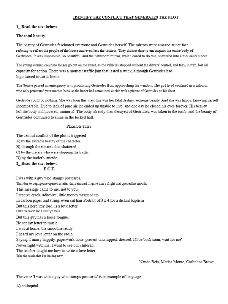 Identify The Conflict Generating The Plot | PDF