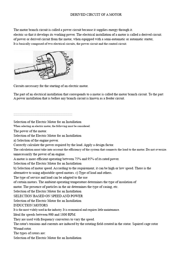 Motor Branch Circuit | PDF | Electric Motor | Electricity