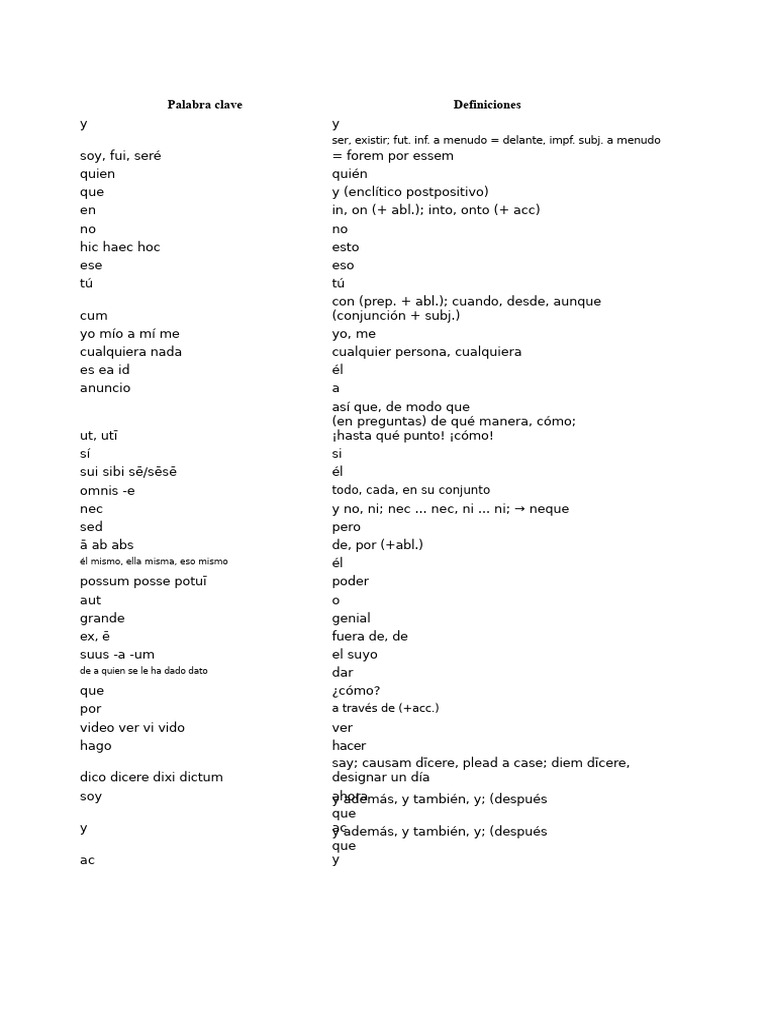 Vocabulario Frecuentemente Utilizado en Latín Top 1000 | PDF | latín
