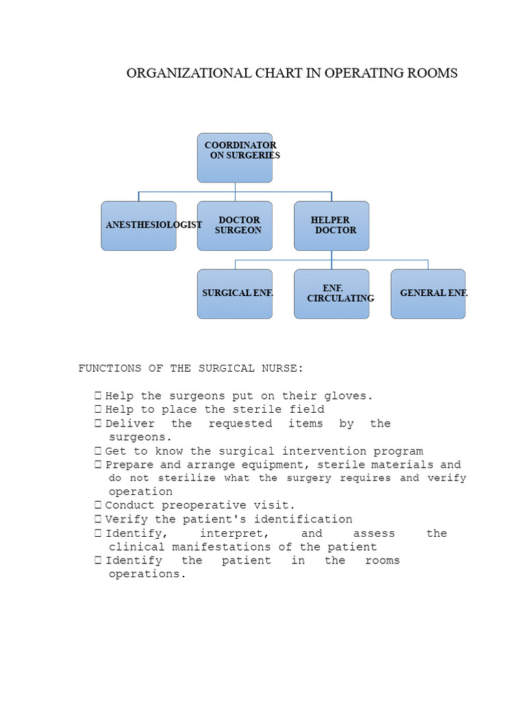 Organizational Chart in Operating Rooms | PDF