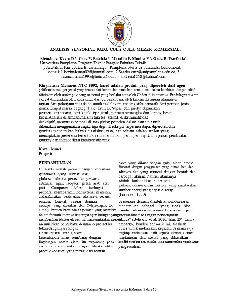 Analisis Sensorik Pada Permen Merek Dagang | PDF