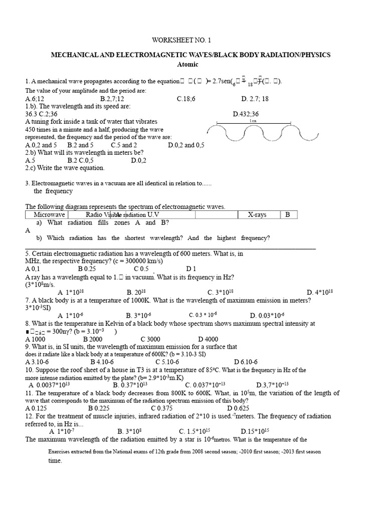 1st PHYSICS EXERCISES SHEET 12th LHANGUENE | PDF | Photoelectric Effect ...