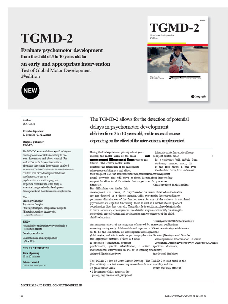 TGMD 2 | PDF | Learning Disability | Neuroscience
