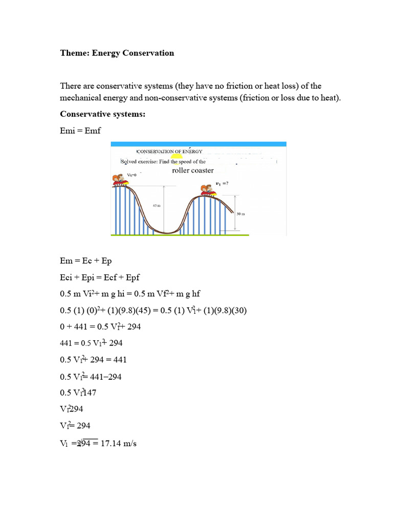 Energy Conservation Principles and Exercises | PDF | Friction | Kinetic ...
