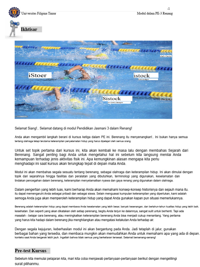 Modul 1 Dalam Renang | PDF
