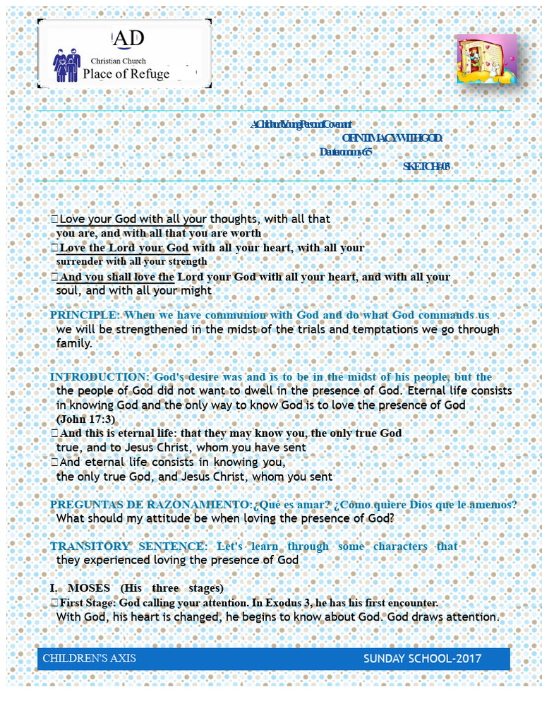 Outline A Child and Young Person of A Covenant of Intimacy With God ...