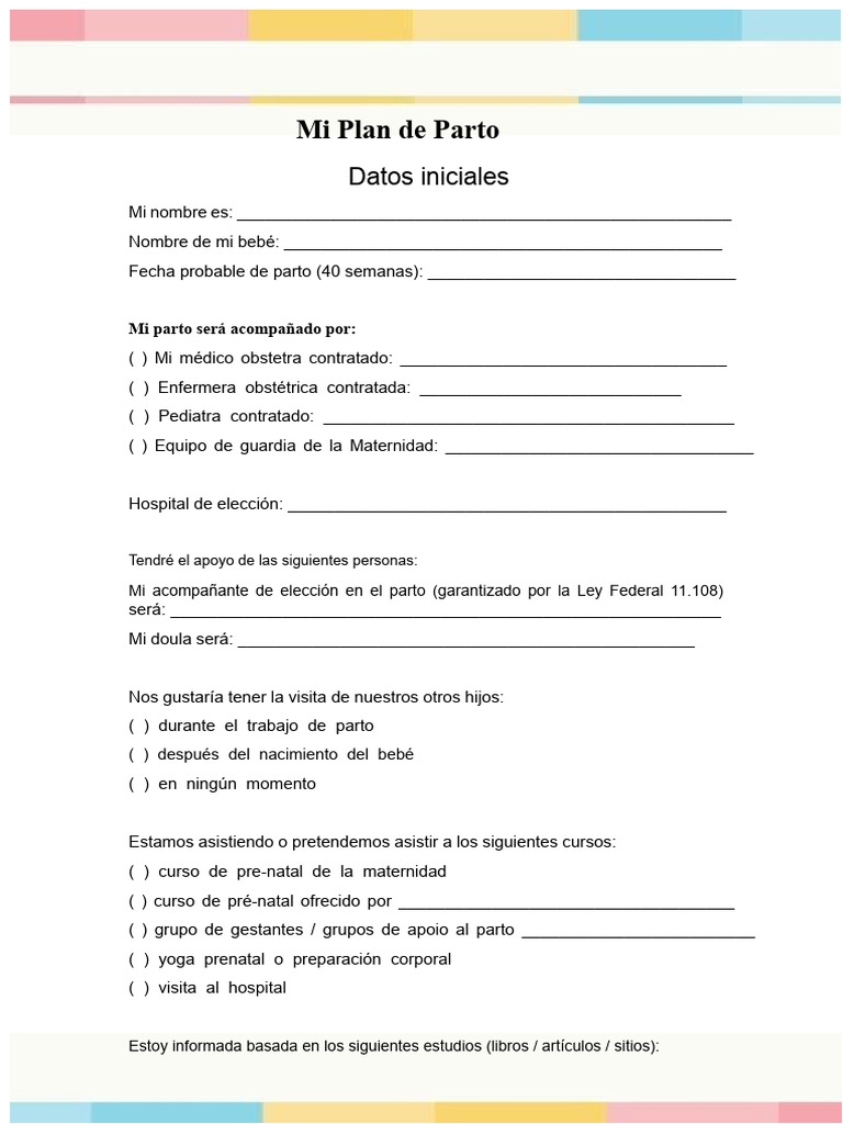 Plan de Parto | PDF | Parto | Embarazo humano