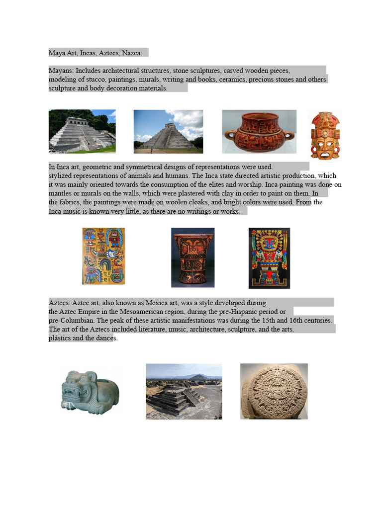 Maya, Inca, Aztec, Nazca Art 2 | PDF