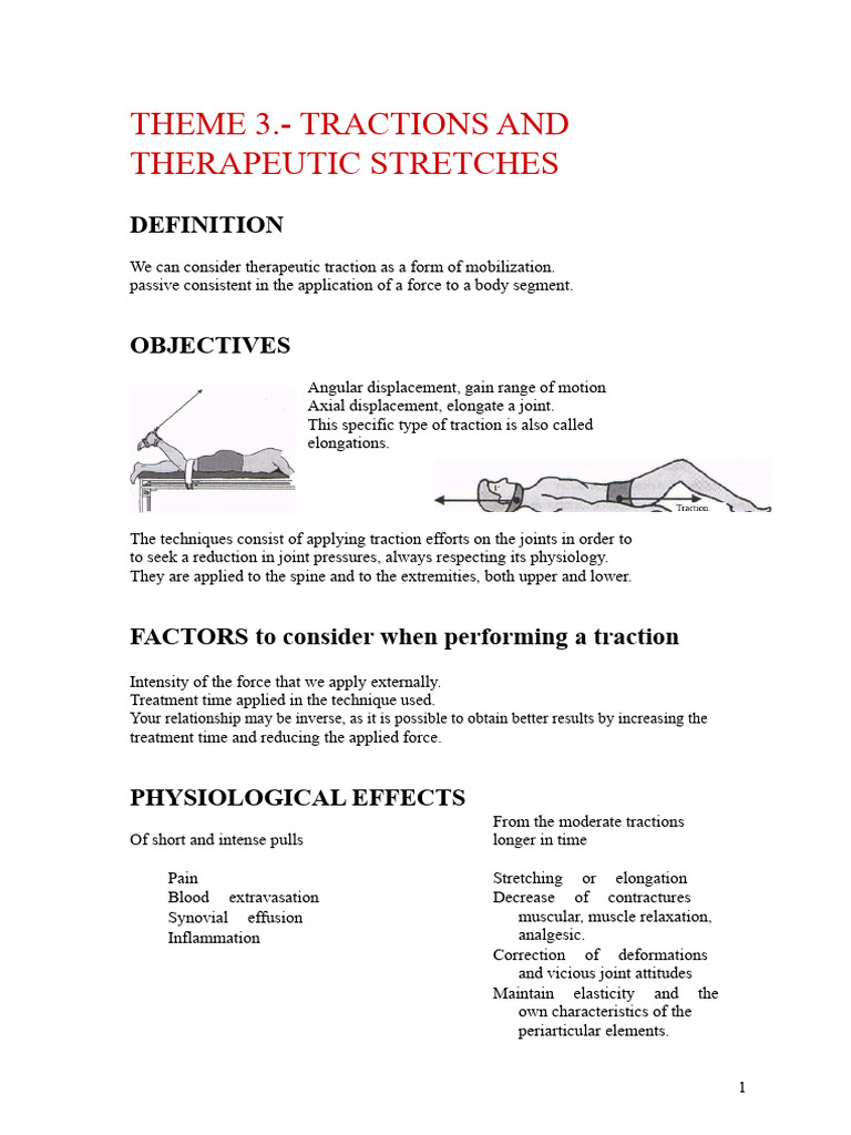Tractions and Elongations in Kinesiotherapy | PDF | Vertebra | Knee