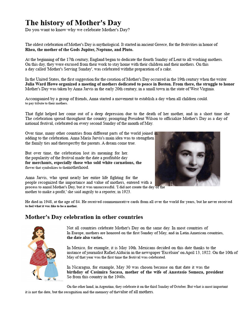 The History of Mother's Day | PDF