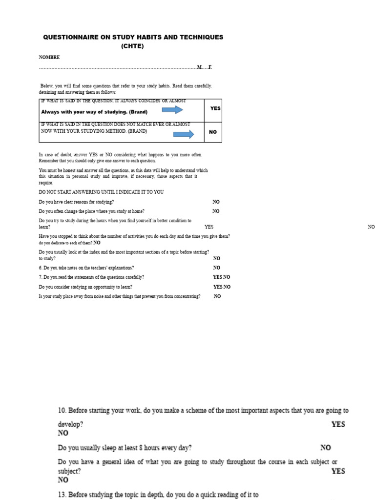 Chte Questionnaire To Apply | PDF | Cognition | Learning