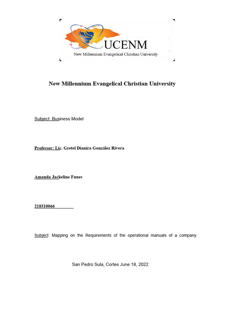 Mapping On Requirements of The Operational Manuals of A Company. | PDF ...