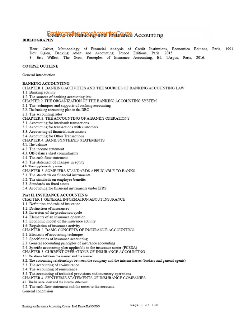 Banking and Insurance Accounting Course | PDF | Debits And Credits | Banks