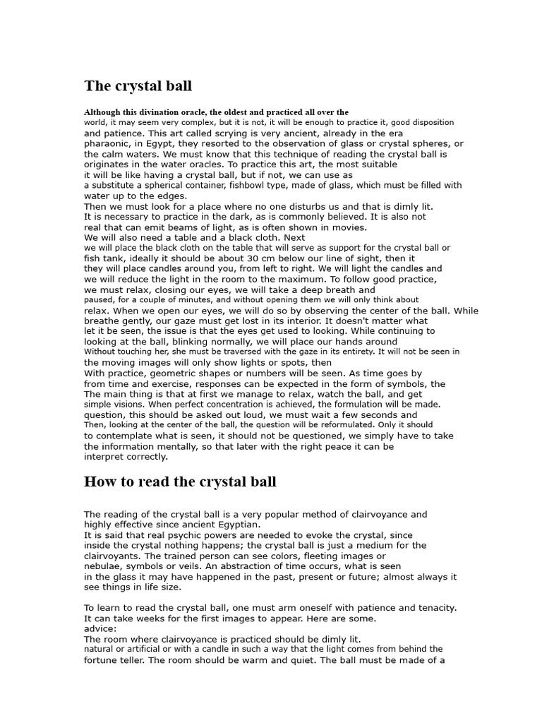 How to Read a Crystal Ball: A Guide | PDF | Divination | Well Being