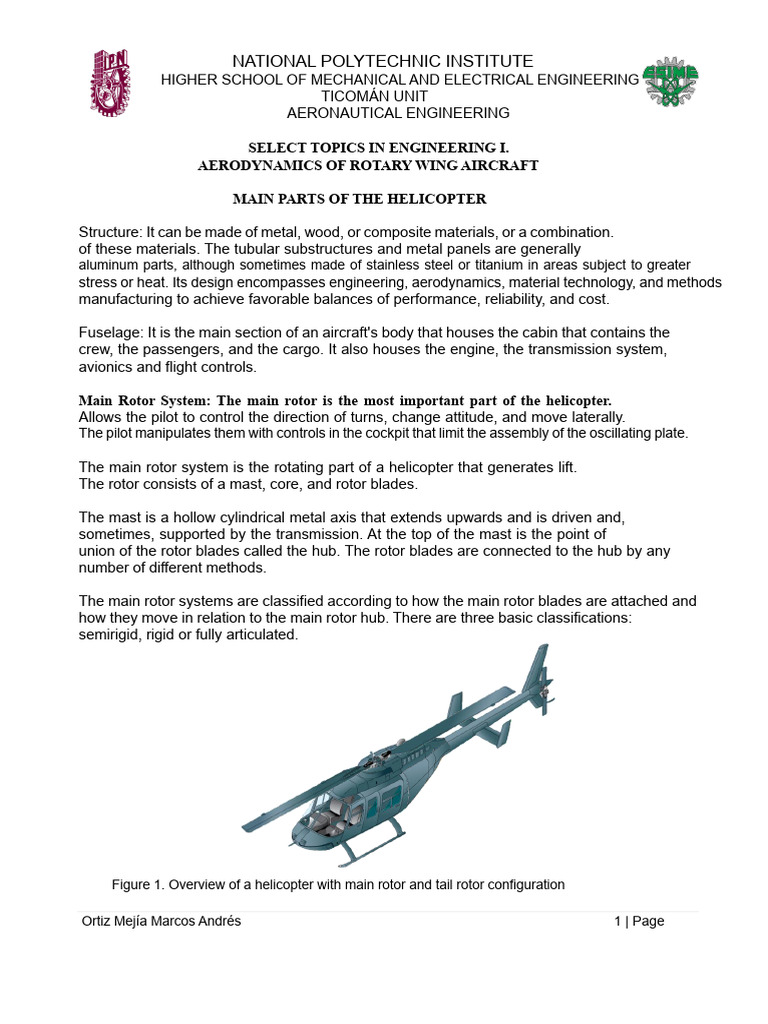 Helicopter Anatomy and Functionality | PDF | Helicopter Rotor | Engines