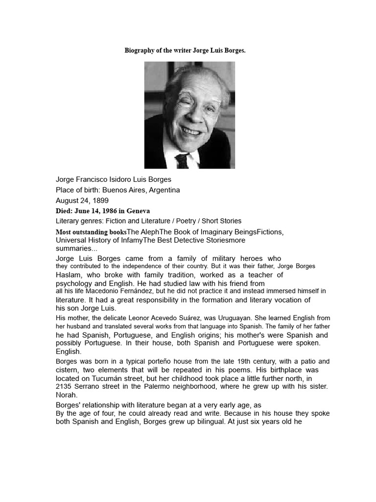 Jorge Luis Borges: A Biography | PDF | Writing
